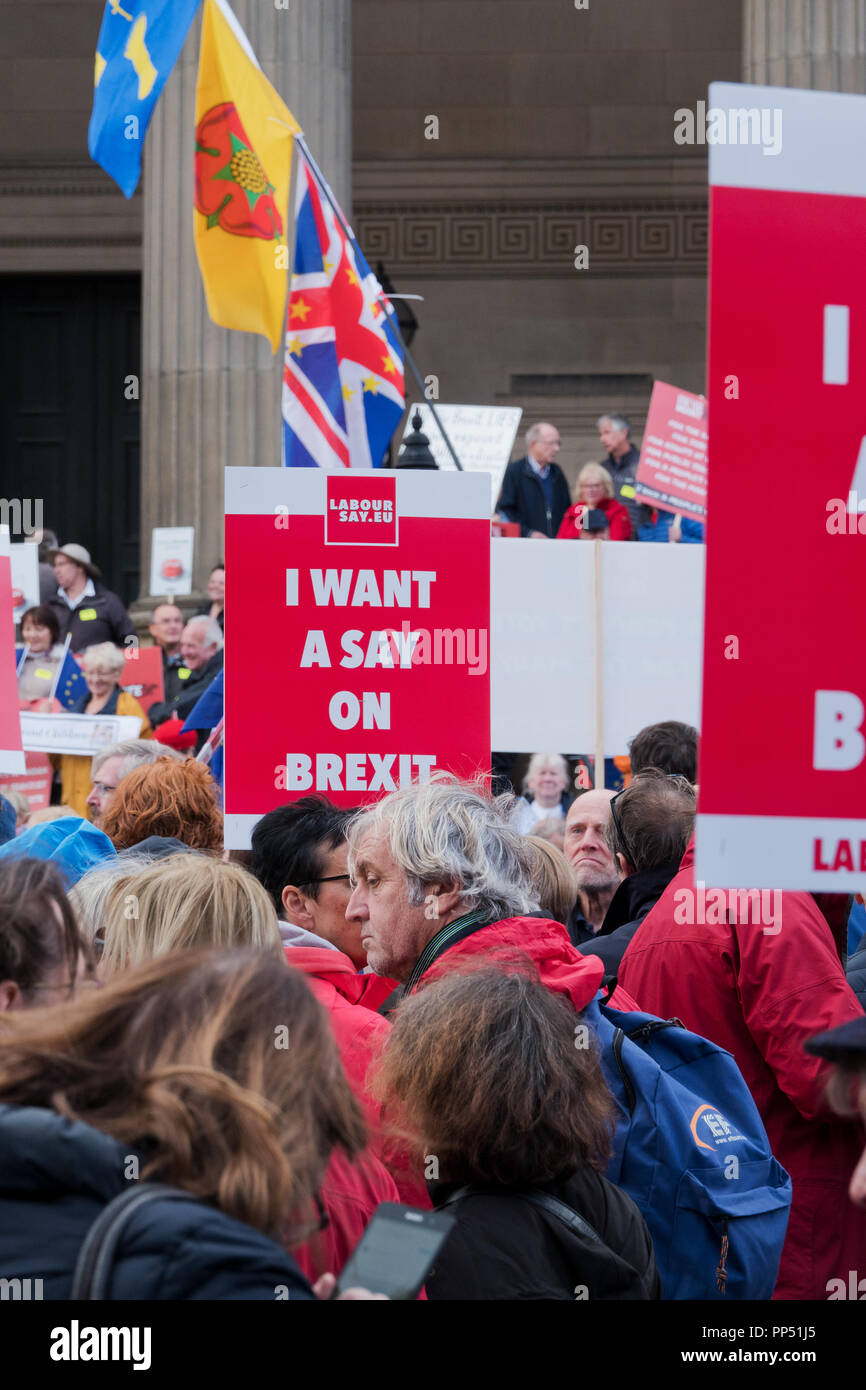 Liverpool, UK. 23rd September 2018. Thousands of people demonstrate in ...
