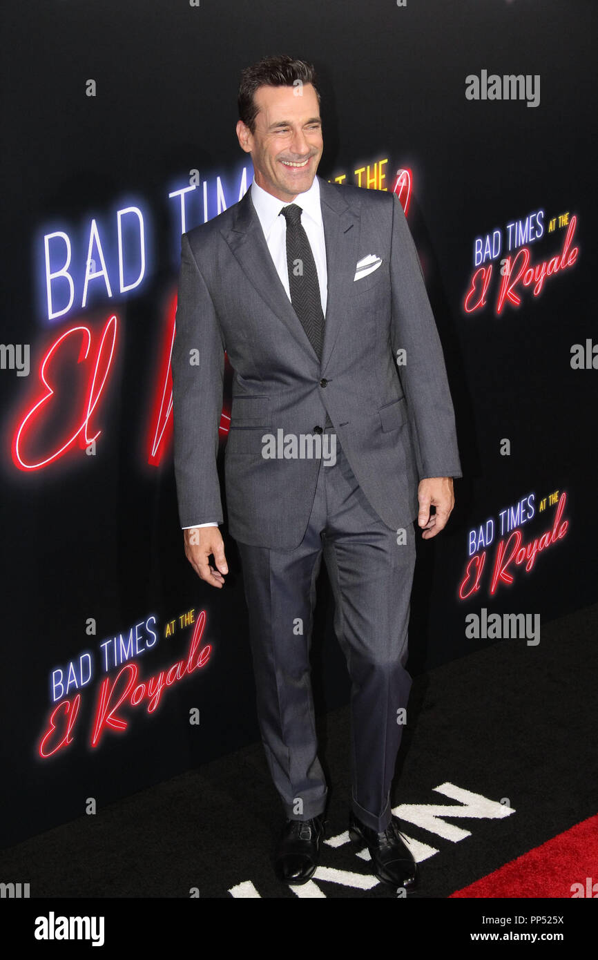 California, USA. 22nd Sept 2018. Jon Hamm at the world premiere of 20th Century Fox "Bad Times ...