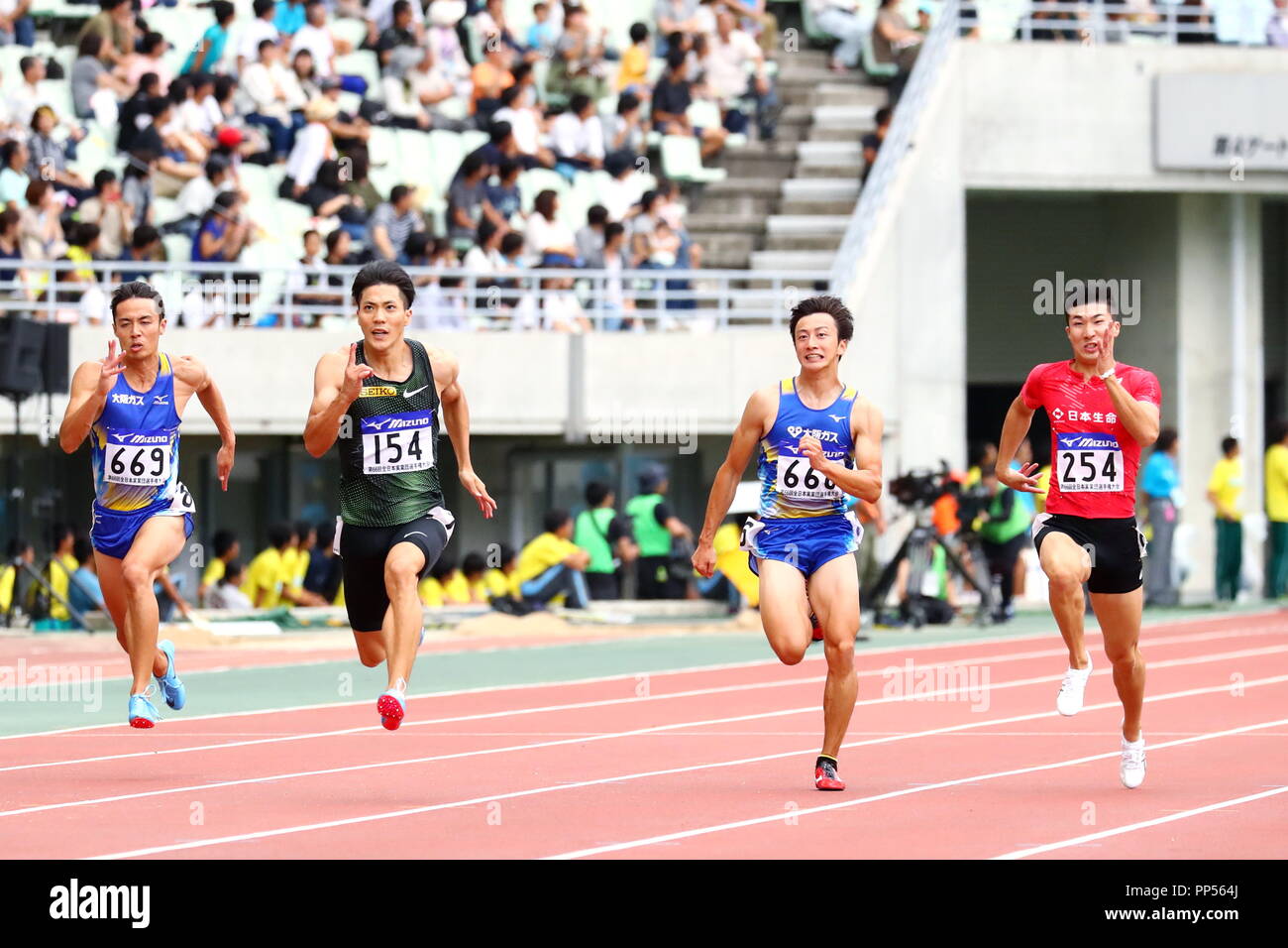Osaka, Japan. 23rd Sep, 2018. (L-R) Masafumi Naoki, Ryota Yamagata, Takuya Kawakami, ?/Yoshihide ...