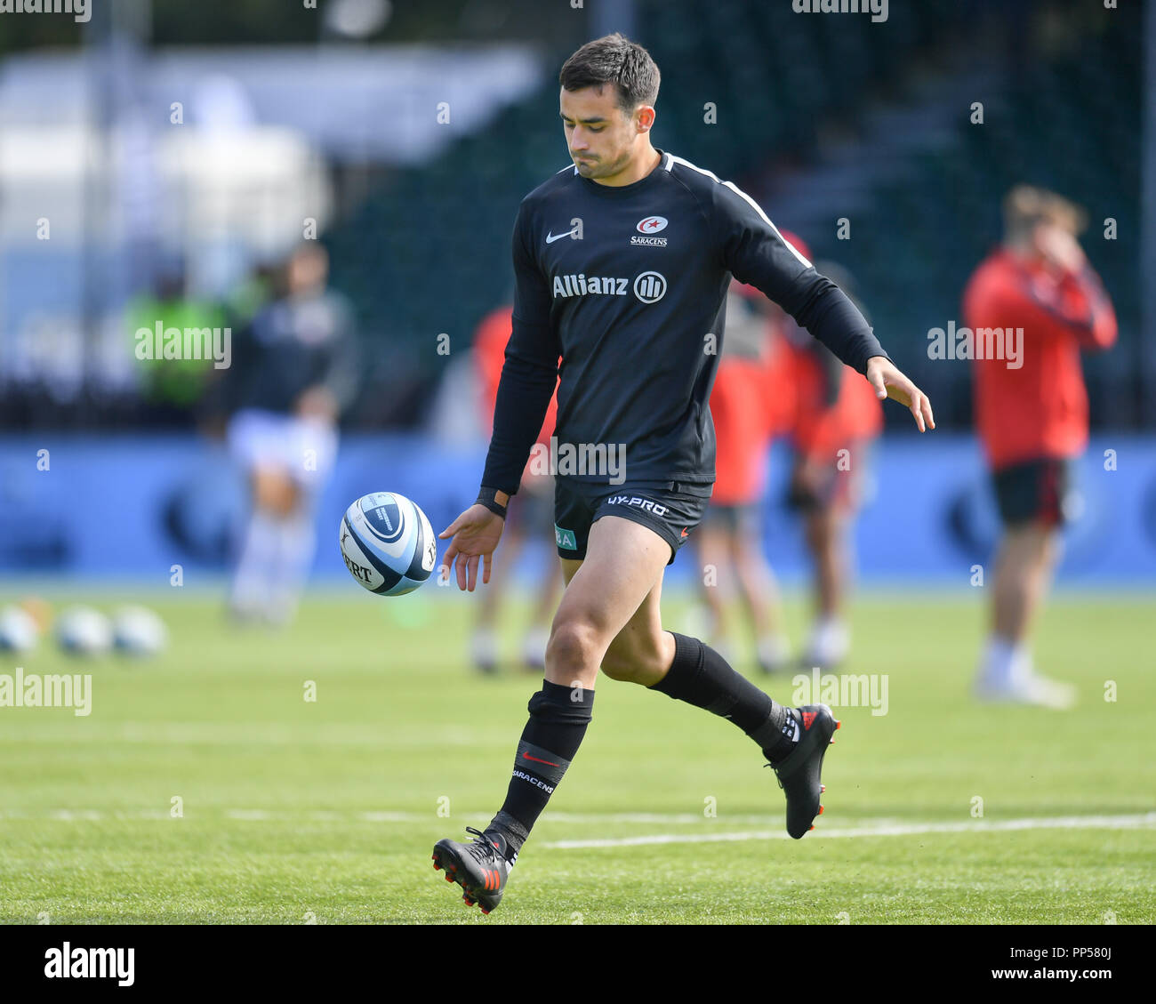 London, UK. 23rd Sept 2018. Alex Lozowski of Saracens on during the pre ...