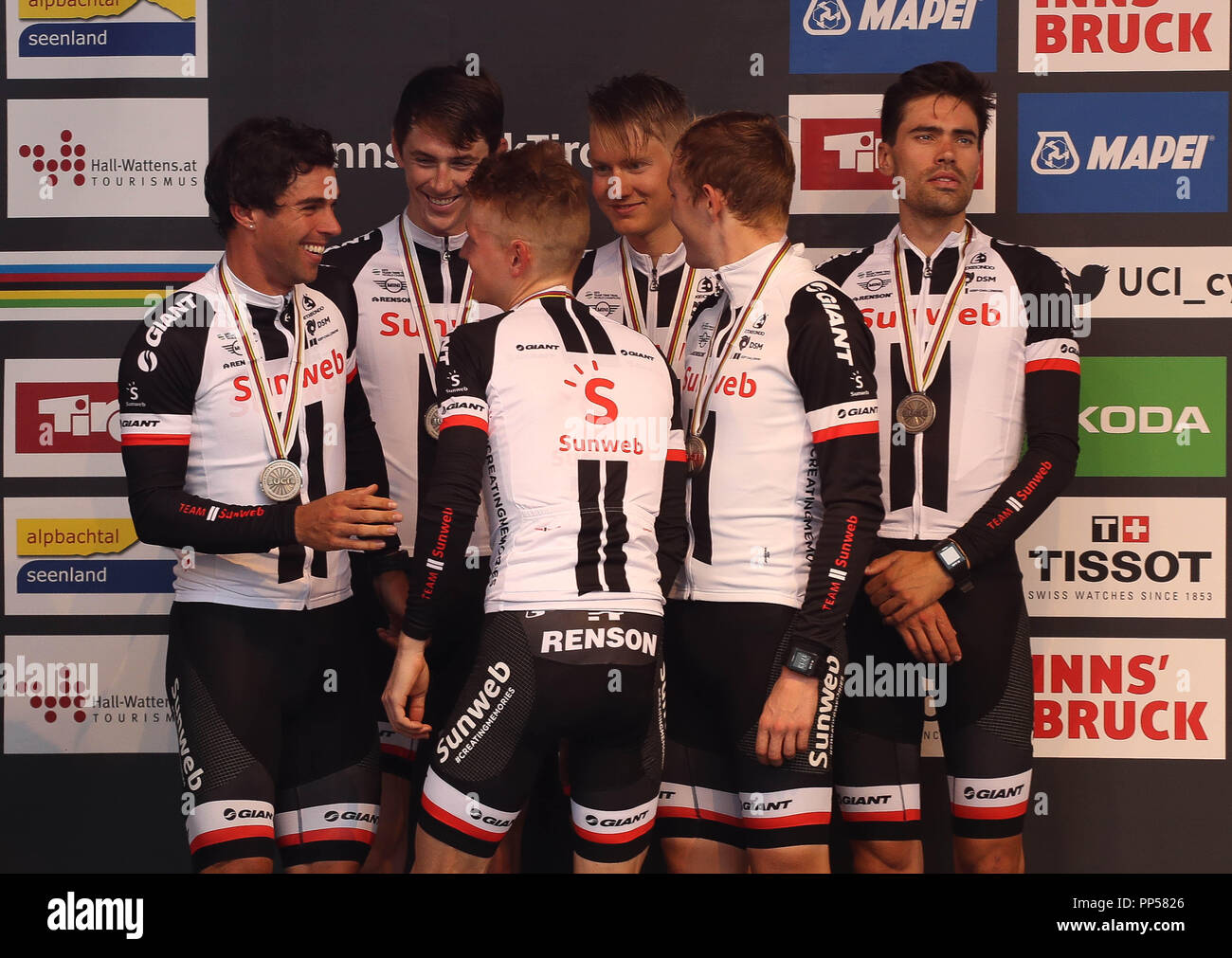 Innsbruck, Australia. 23rd Sept 2018. Tom Dumoulin,Chad Haga,Wilco ...