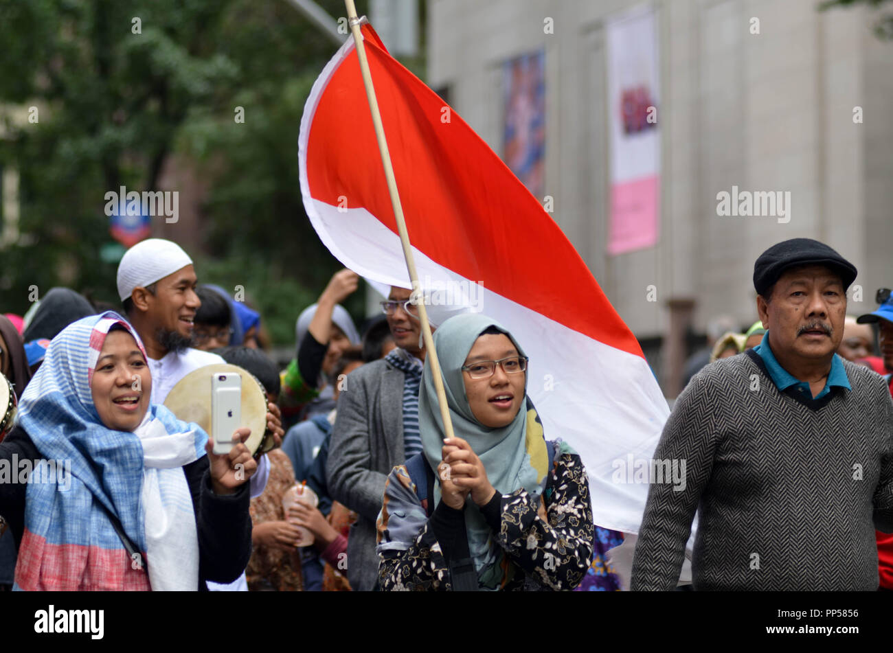 New York, USA. 23rd Sept 2018. The Annual Muslim day parade started ...