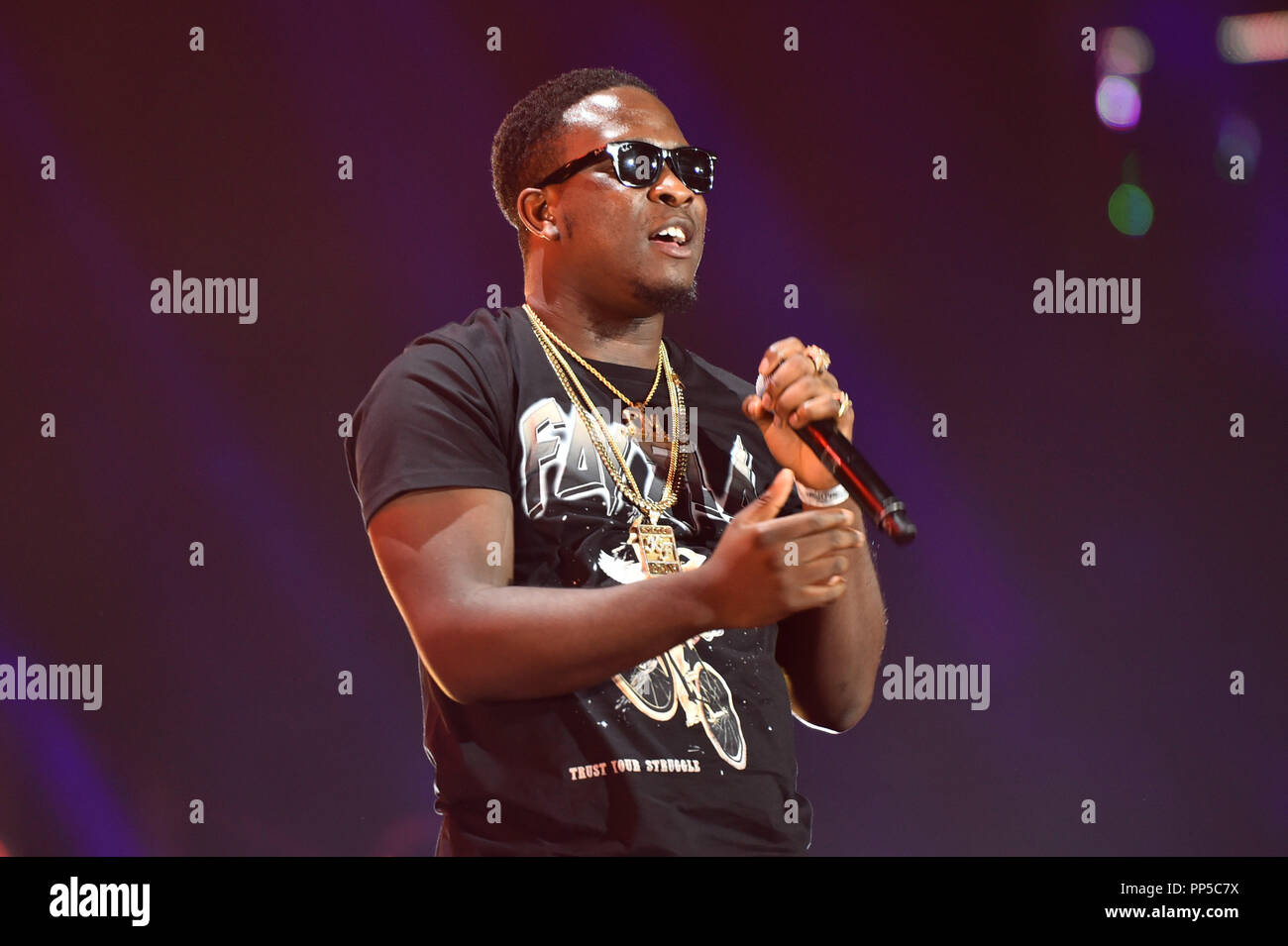 Kojo Funds performing at BBC 1Xtra Live, at the O2 Arena in London ...