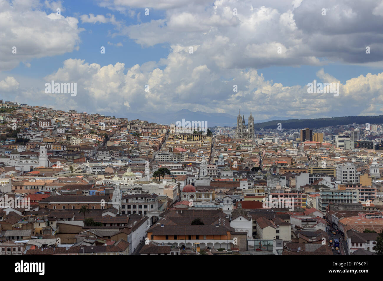 Aerial view over the capital of ecuador quito Stock Photo - Alamy
