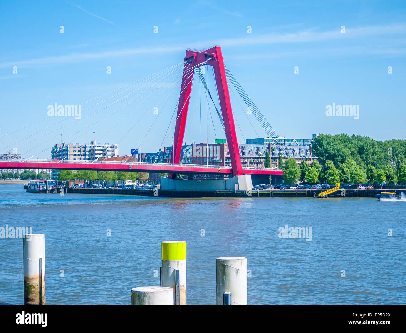 panoramic view of willems bridge in Rotterdam in the Netherlands ...