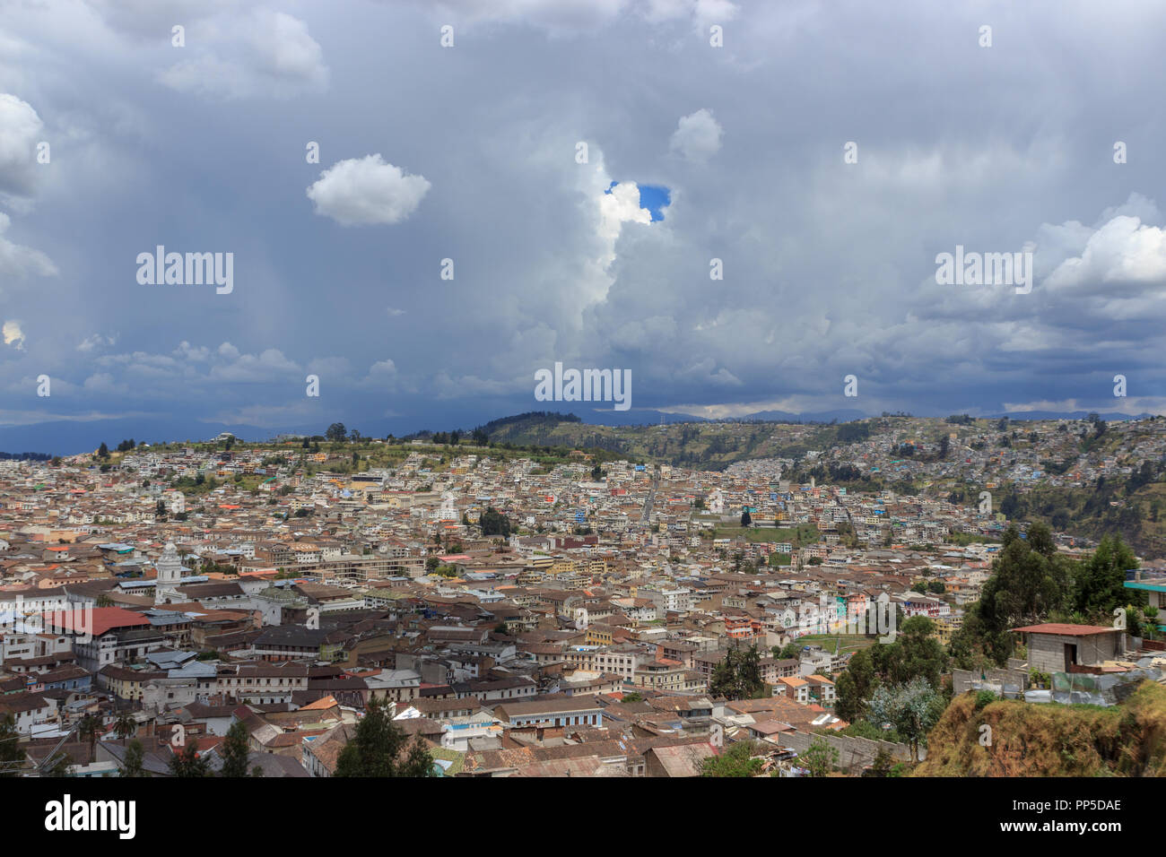 Aerial view over the capital of ecuador quito Stock Photo - Alamy