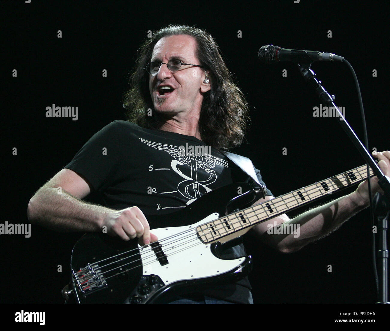 Geddy Lee with Rush performs in concert at the Sound Advice ...