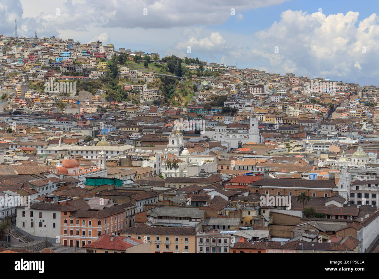 Aerial view over the capital of ecuador quito Stock Photo - Alamy