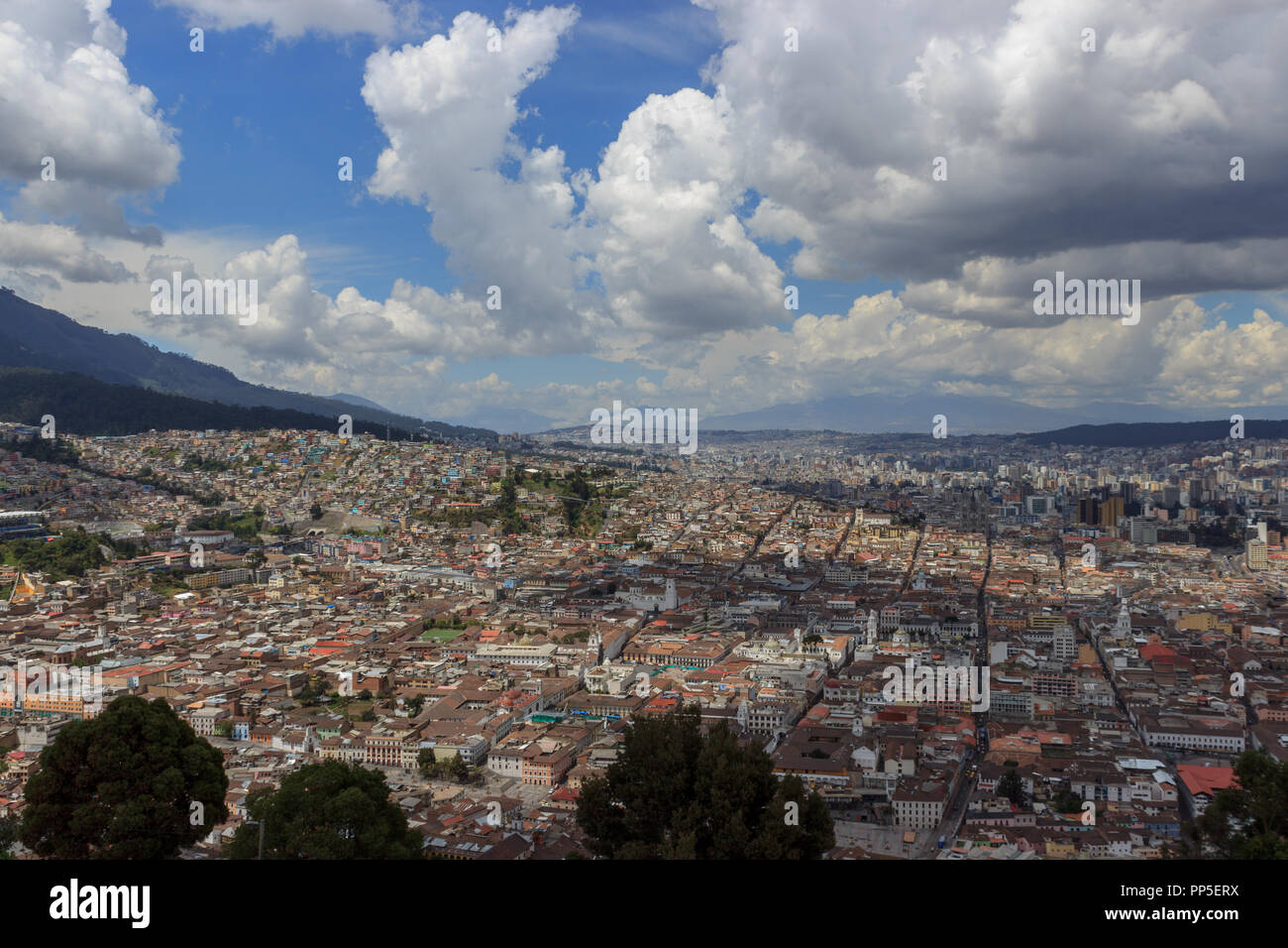 Aerial view over the capital of ecuador quito Stock Photo - Alamy