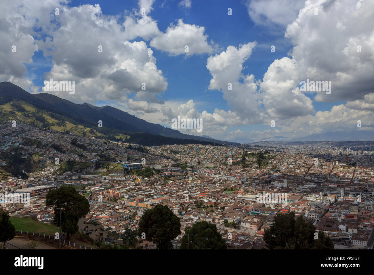 Aerial view over the capital of ecuador quito Stock Photo - Alamy