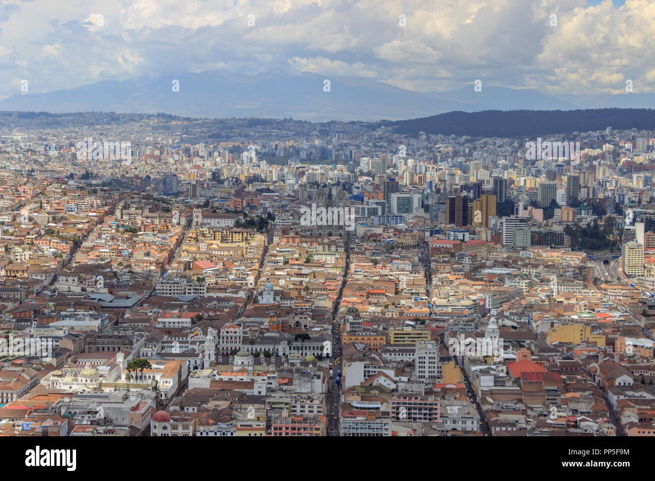 Aerial view over the capital of ecuador quito Stock Photo - Alamy