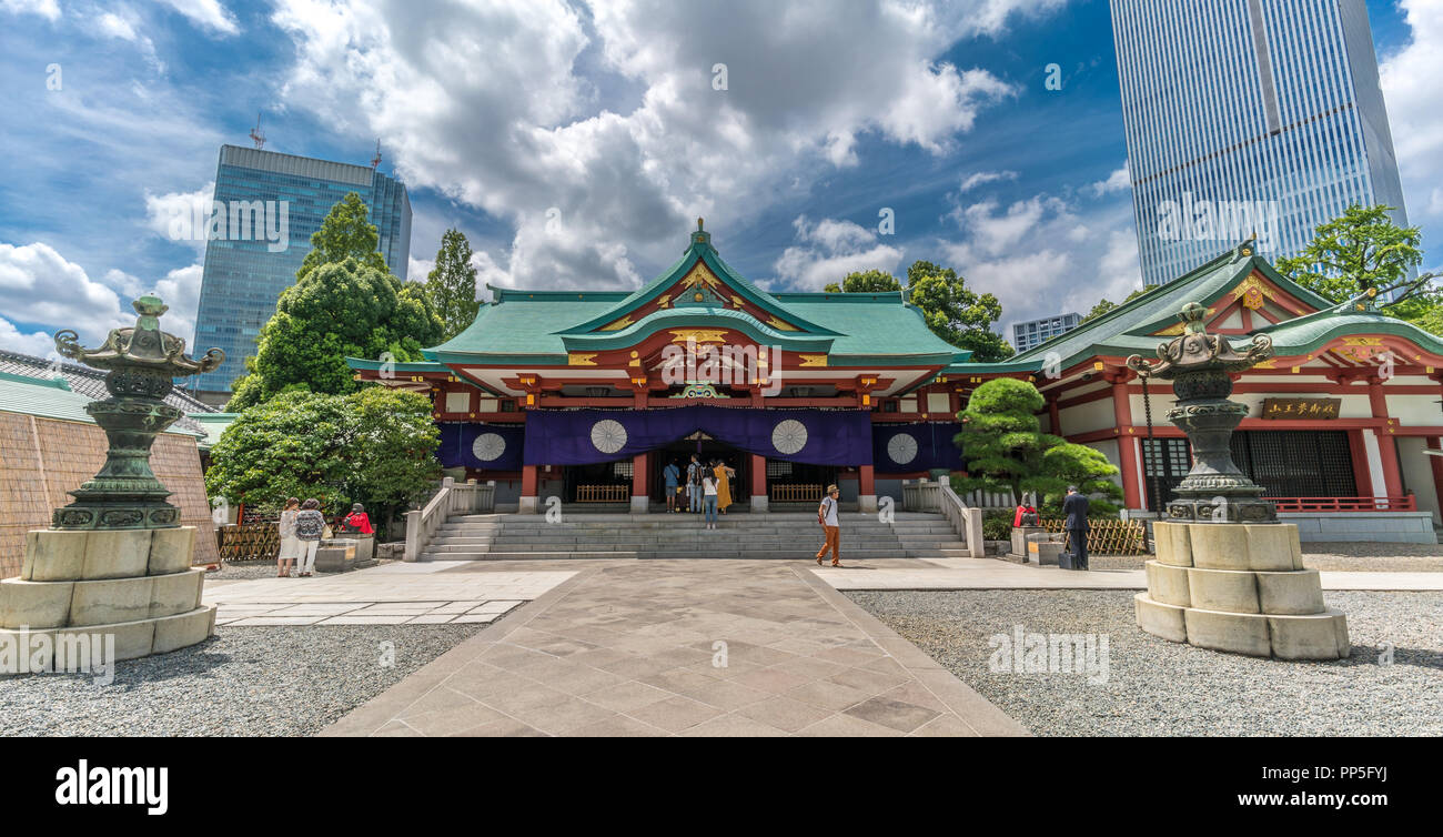 Tokyo - August 14, 2018 : Honden (Main Hall) of Hie Jinja. Shinto ...
