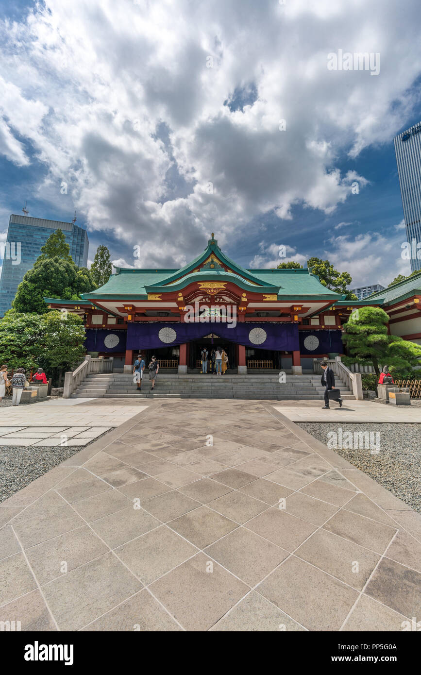 Tokyo - August 14, 2018 : Honden (Main Hall) of Hie Jinja. Shinto ...