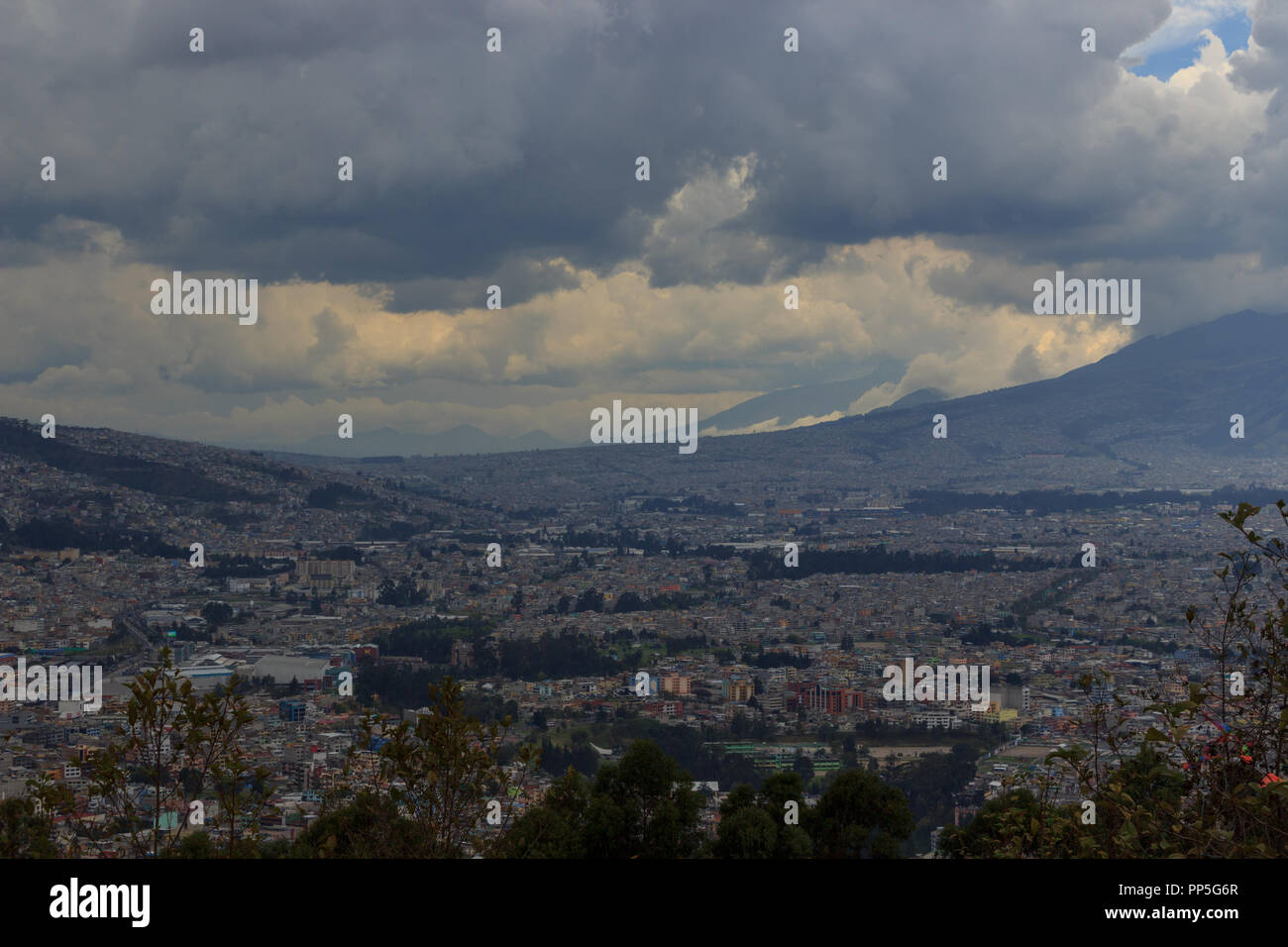 Aerial view over the capital of ecuador quito Stock Photo - Alamy