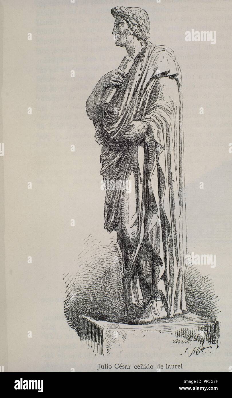 JULIO CESAR CEÑIDO DE LAUREL (100/44 AC) GENERAL Y POLITICO ROMANO ...