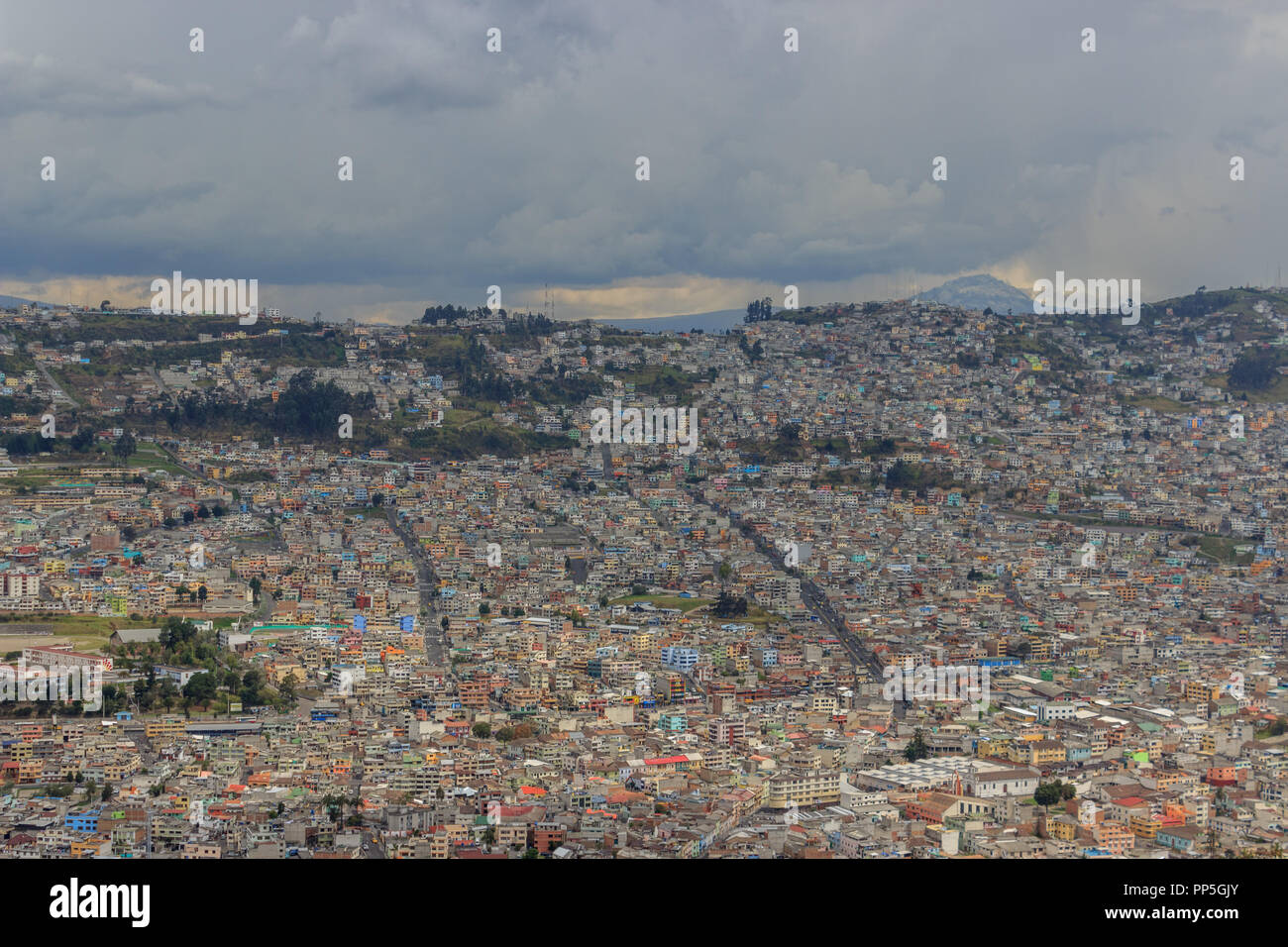 Aerial view over the capital of ecuador quito Stock Photo - Alamy