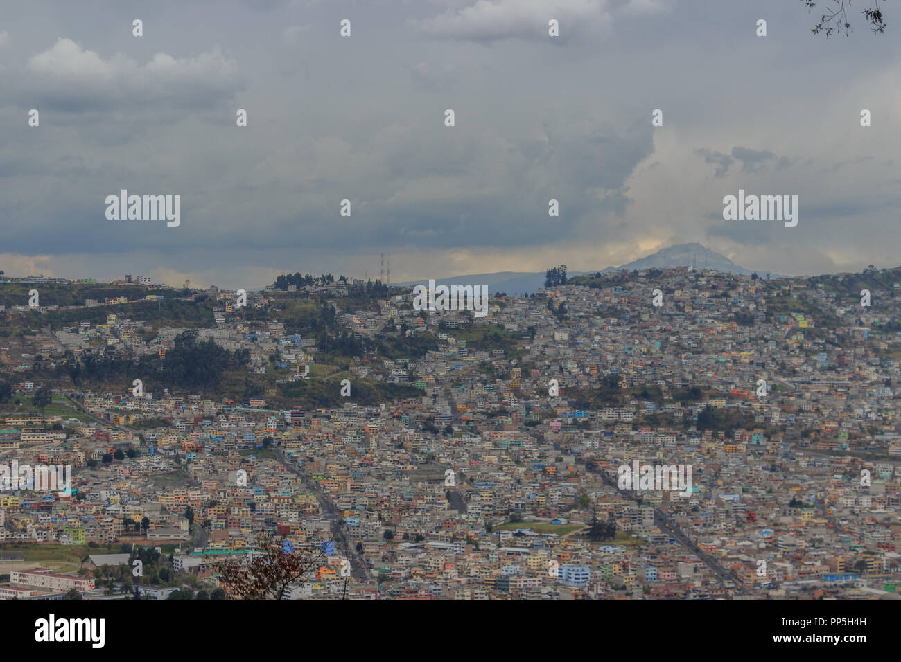 Aerial view over the capital of ecuador quito Stock Photo - Alamy