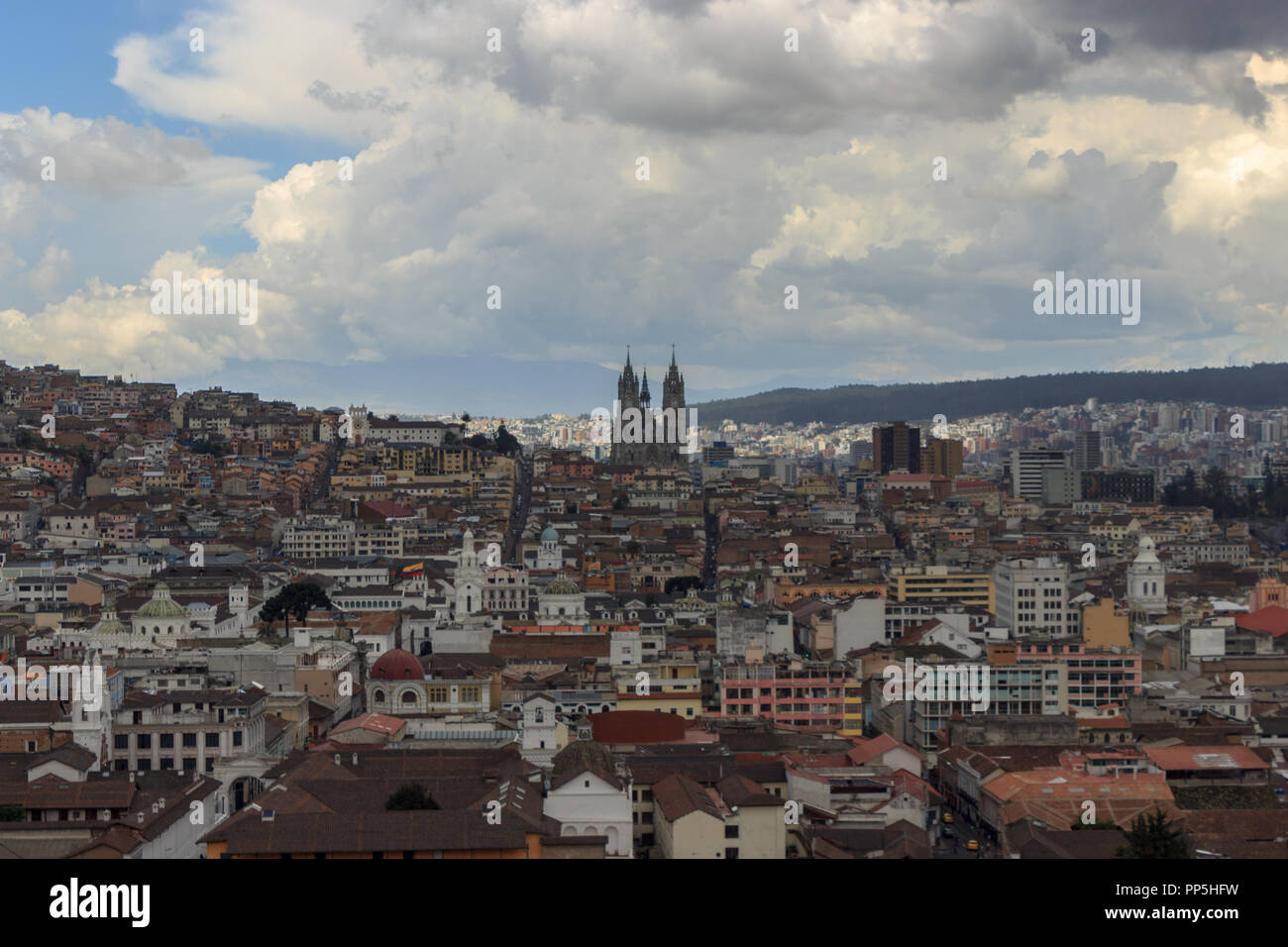 Aerial view over the capital of ecuador quito Stock Photo - Alamy
