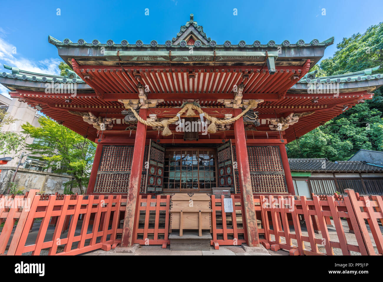 Main Hall (Honden) of Ozaki Jinja. Shinto shrine built in 1643 ...