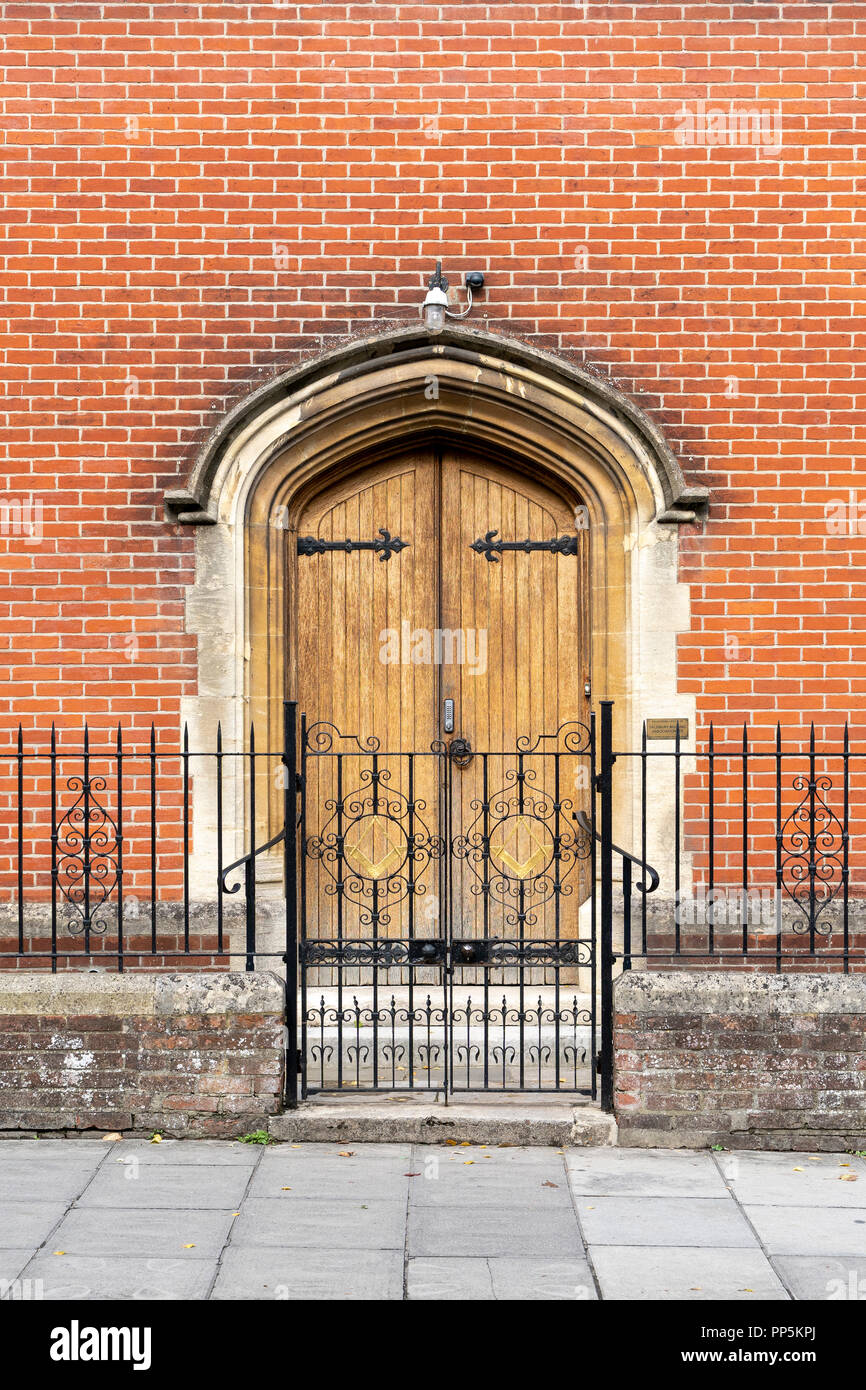 Iron gates with Freemason symbols and door at the entrance to Masons ...