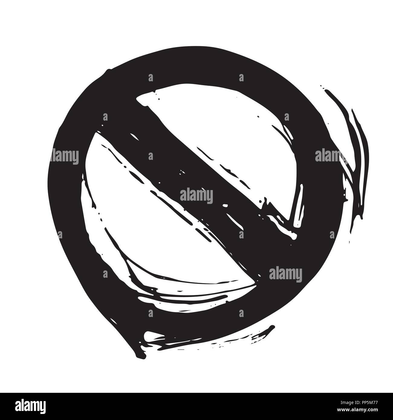 Round Not Allowed Sign, grunge textured hand drawn element, vector ...