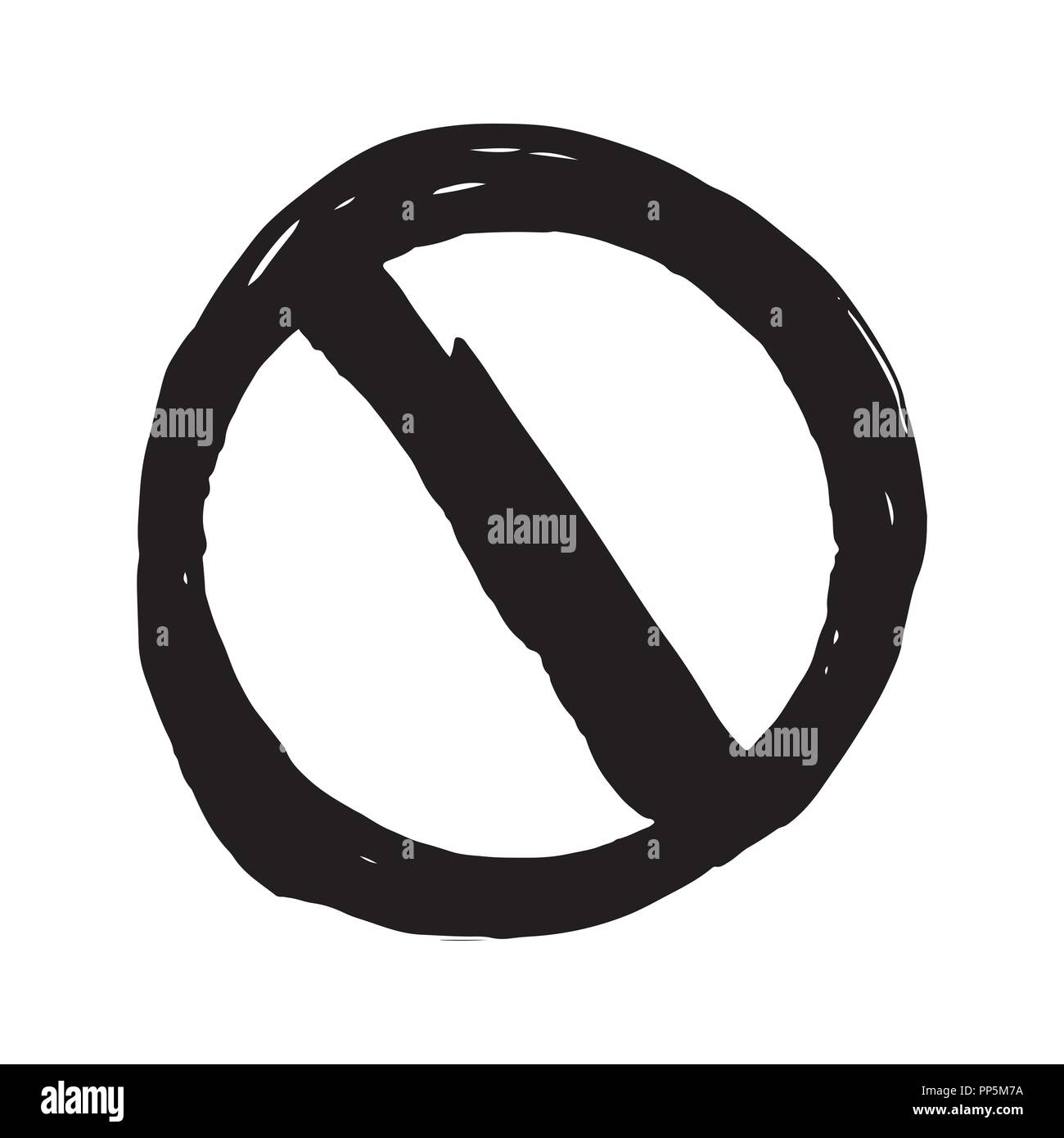 Round Not Allowed Sign, grunge textured hand drawn element, vector ...