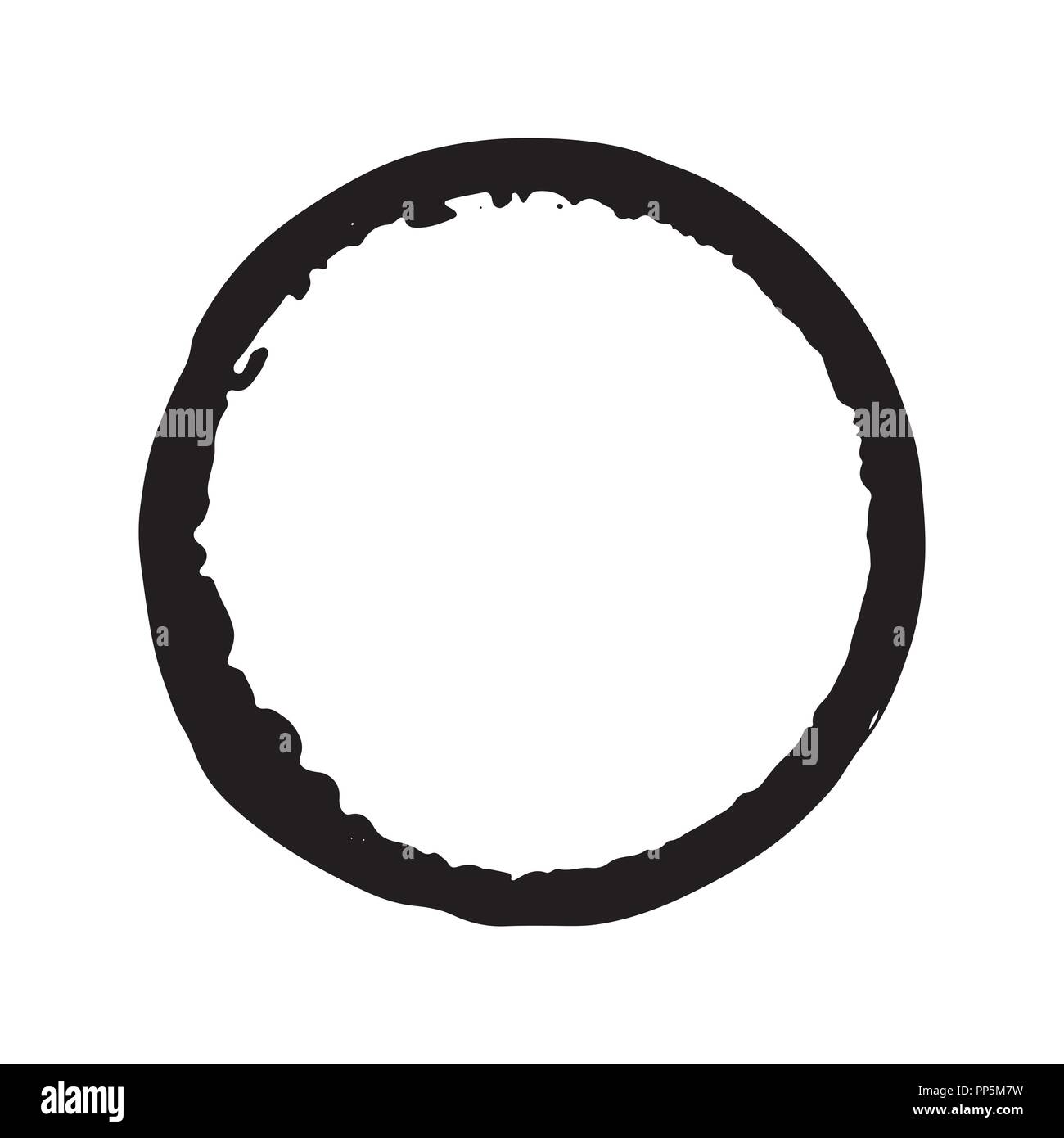 Round Frame, grunge textured hand drawn element, vector illustration ...