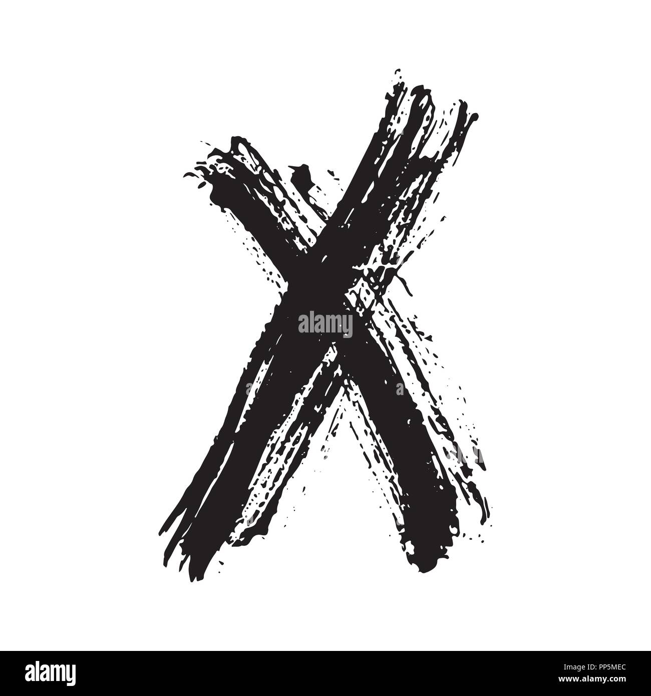 X Mark grunge textured hand drawn, vector illustration Stock Vector ...