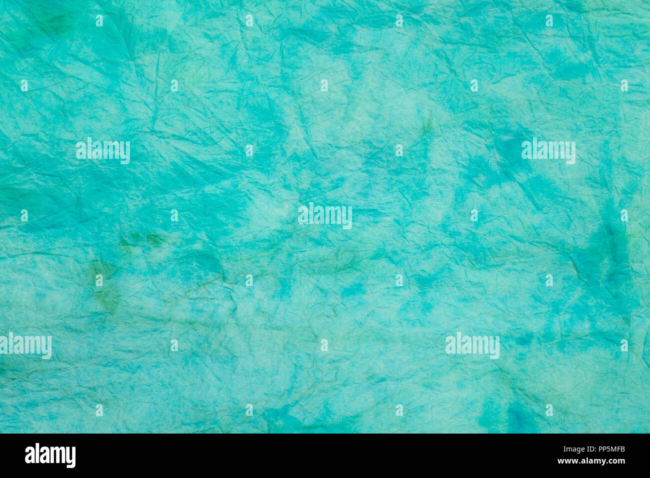turquoise creased colored tissue paper background texture macro Stock ...