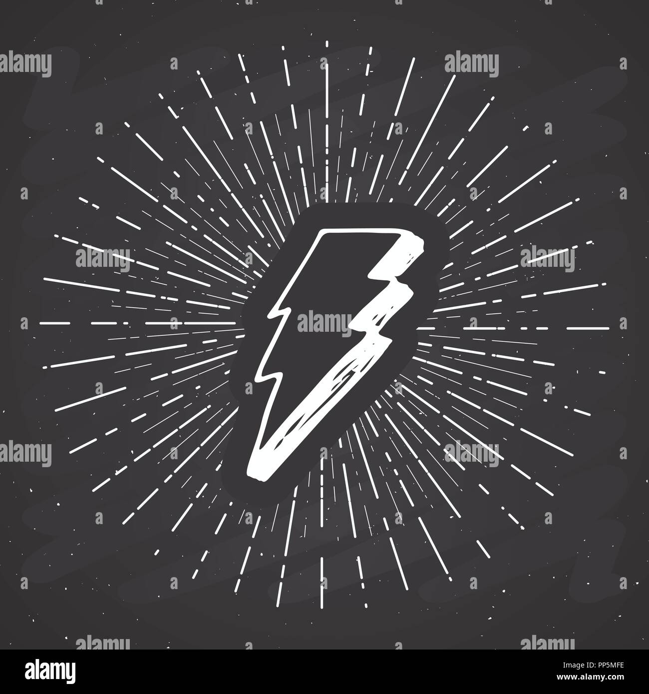 Lightning vintage label, Hand drawn sketch, grunge textured retro badge ...