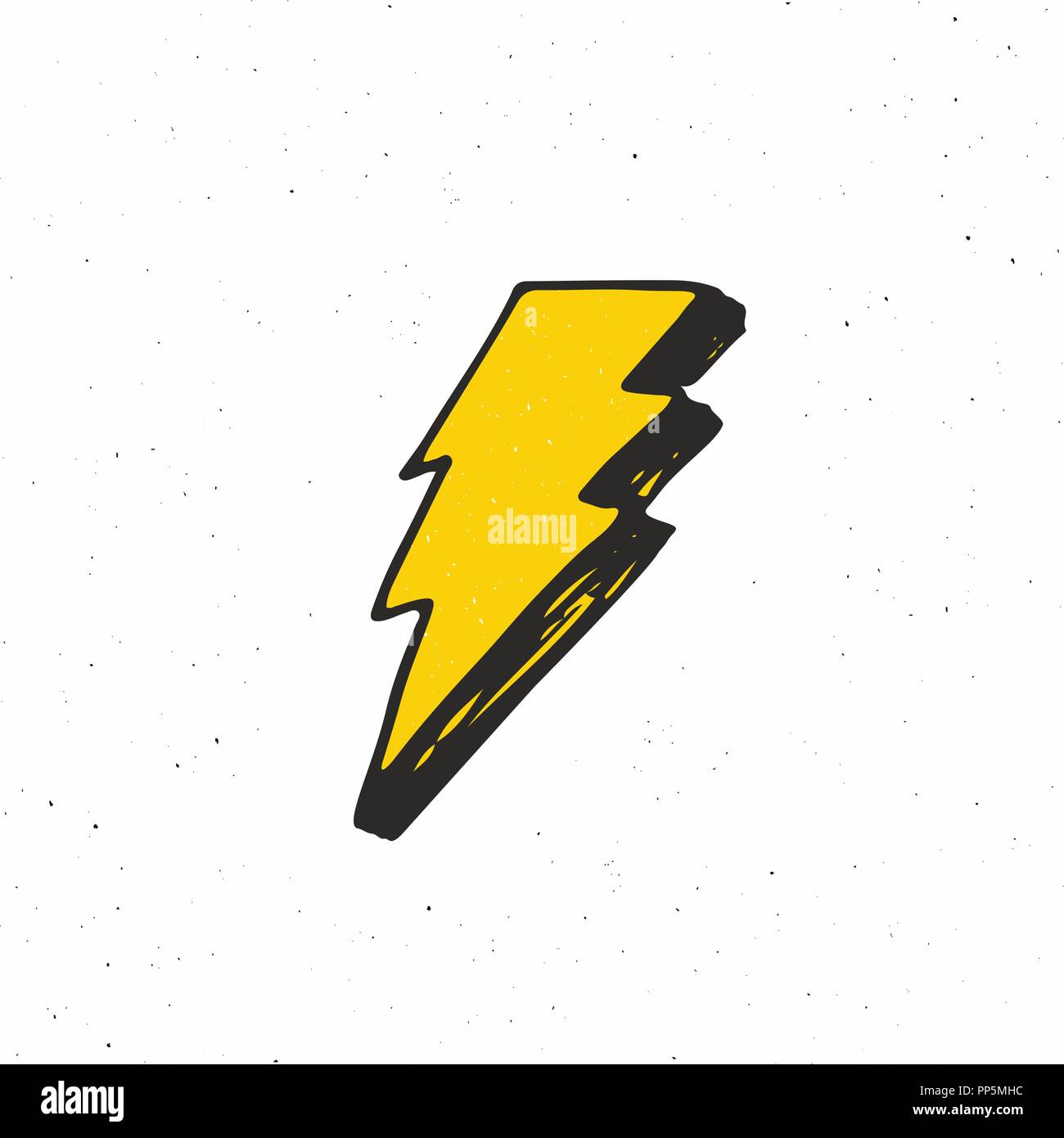 Lightning vintage label, Hand drawn sketch, grunge textured retro badge ...