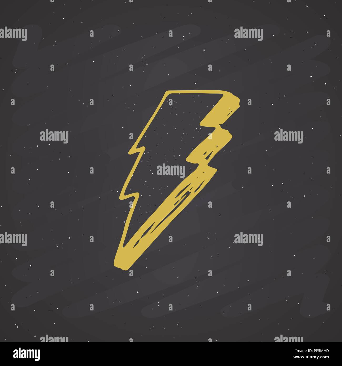 Lightning vintage label, Hand drawn sketch, grunge textured retro badge ...