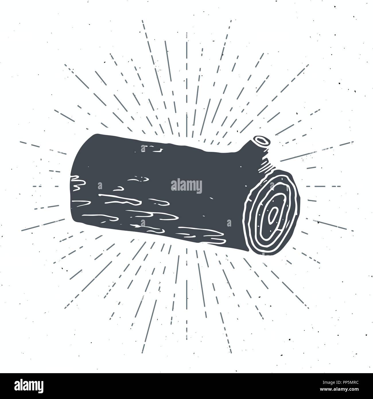 Tree log vintage label, Hand drawn sketch, grunge textured retro badge ...