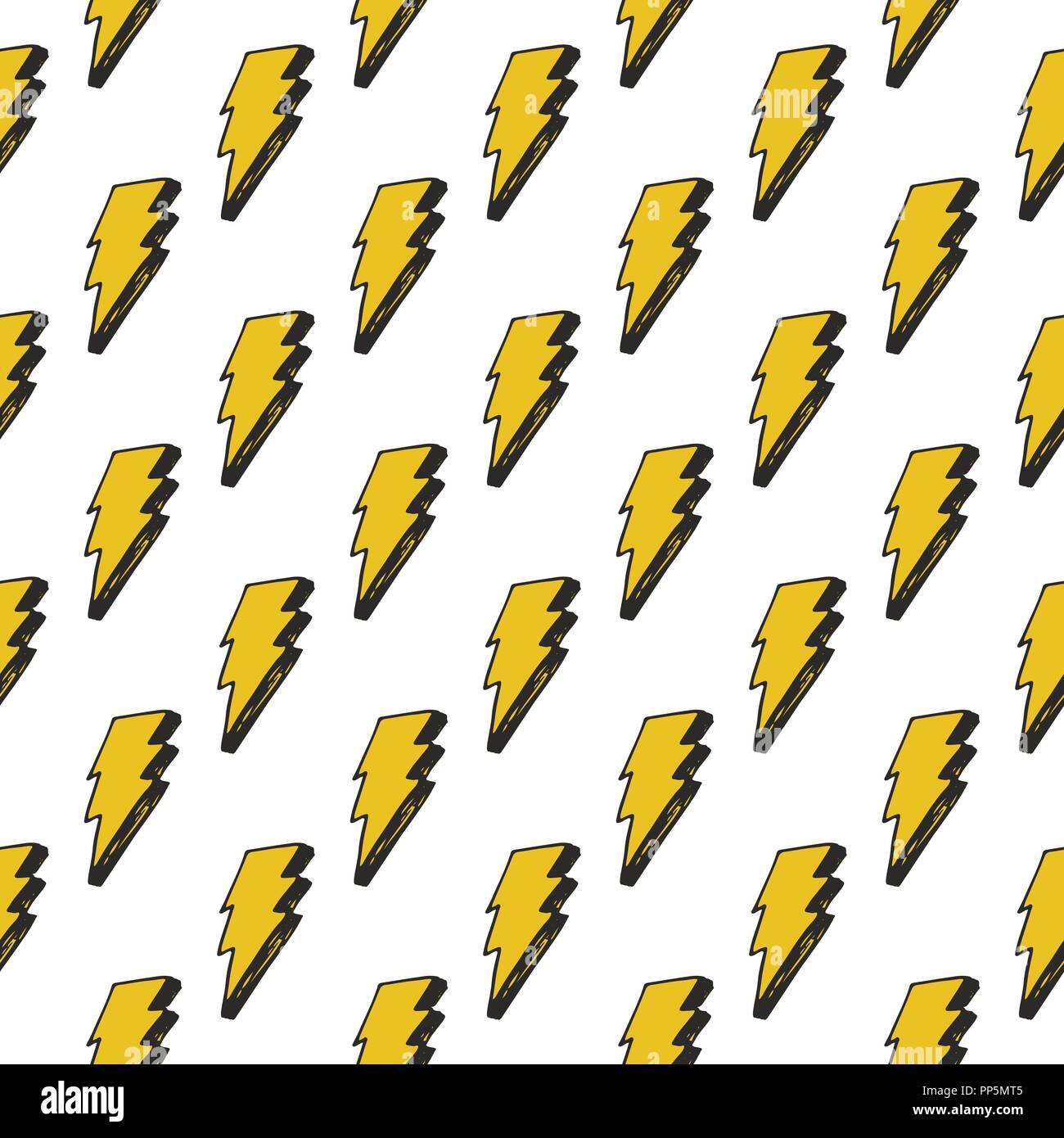 Lightning seamless pattern vector illustration. Hand drawn sketched ...