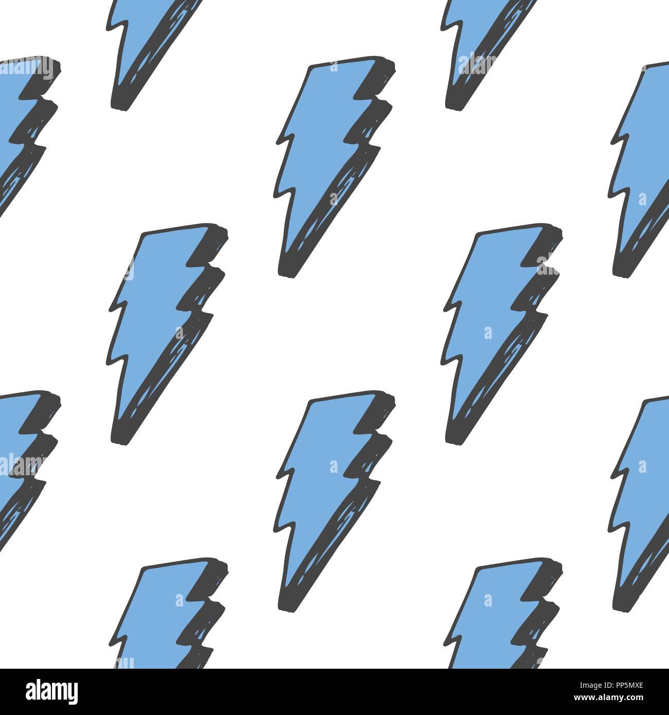 Lightning seamless pattern vector illustration. Hand drawn sketched ...