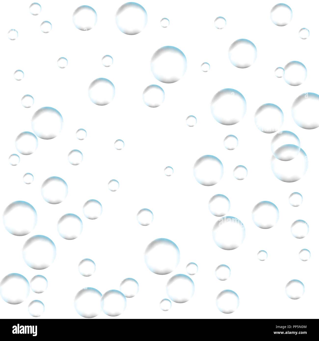 Underwater fizzing air bubbles on white background. Fizzy sparkles in water, sea, aquarium ...