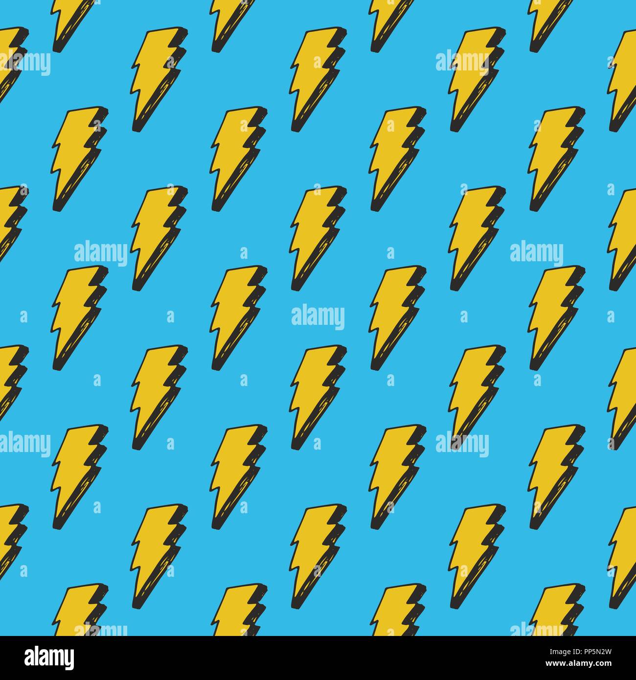 Lightning seamless pattern vector illustration. Hand drawn sketched ...