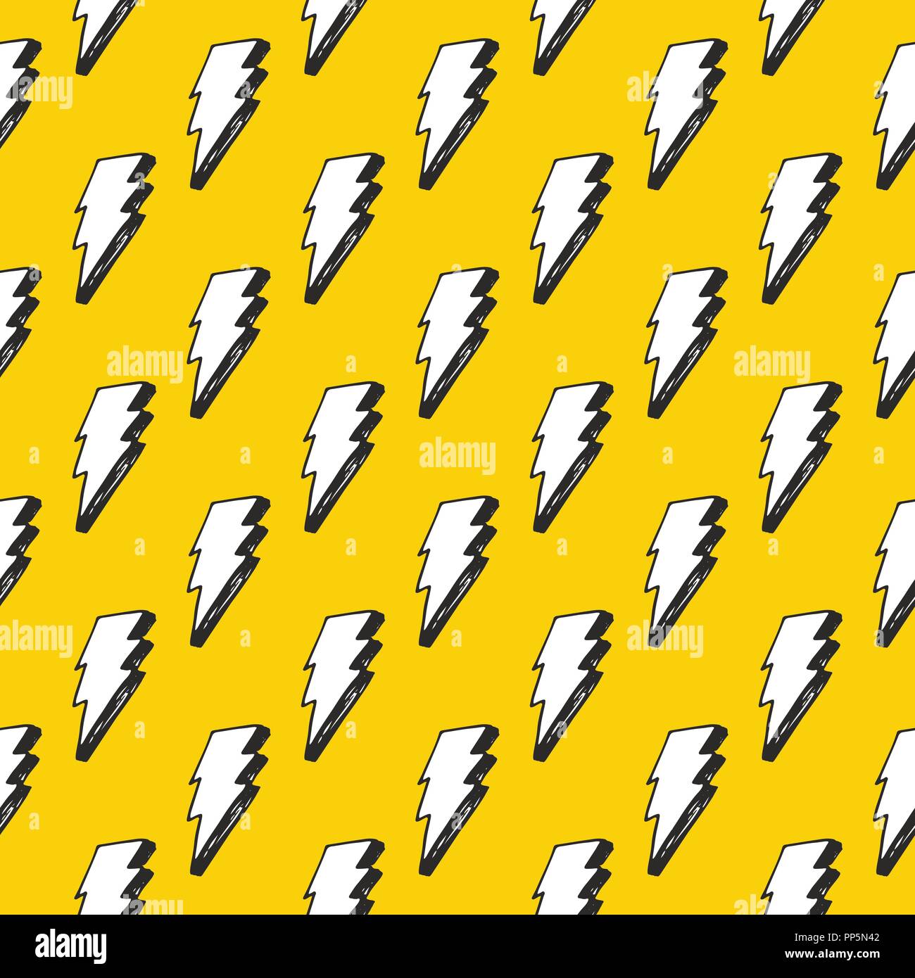 Lightning seamless pattern vector illustration. Hand drawn sketched ...