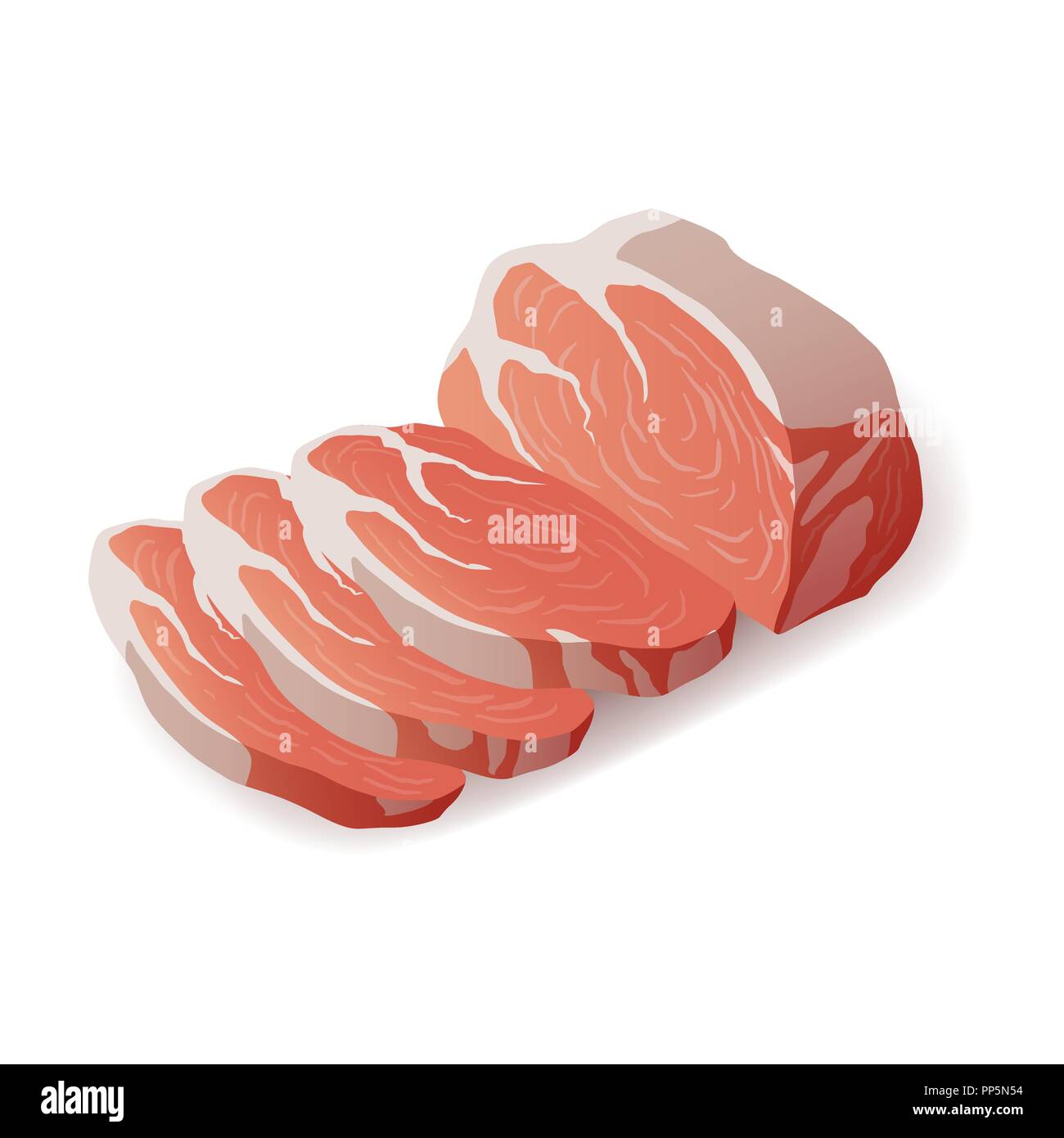 Raw fresh meat marble beef steak vector isolated on white. Fresh meat ...