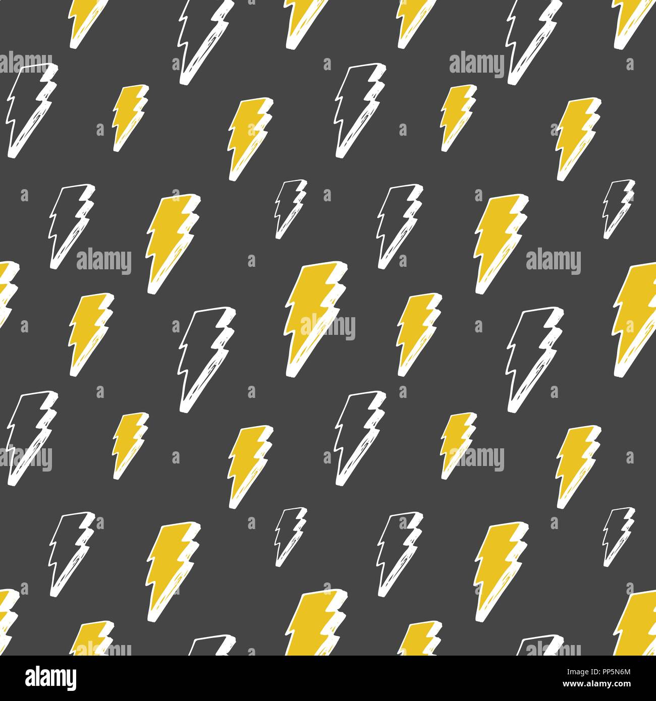Lightning seamless pattern vector illustration. Hand drawn sketched ...