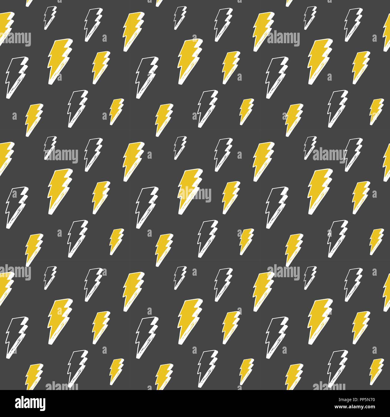 Lightning seamless pattern vector illustration. Hand drawn sketched ...