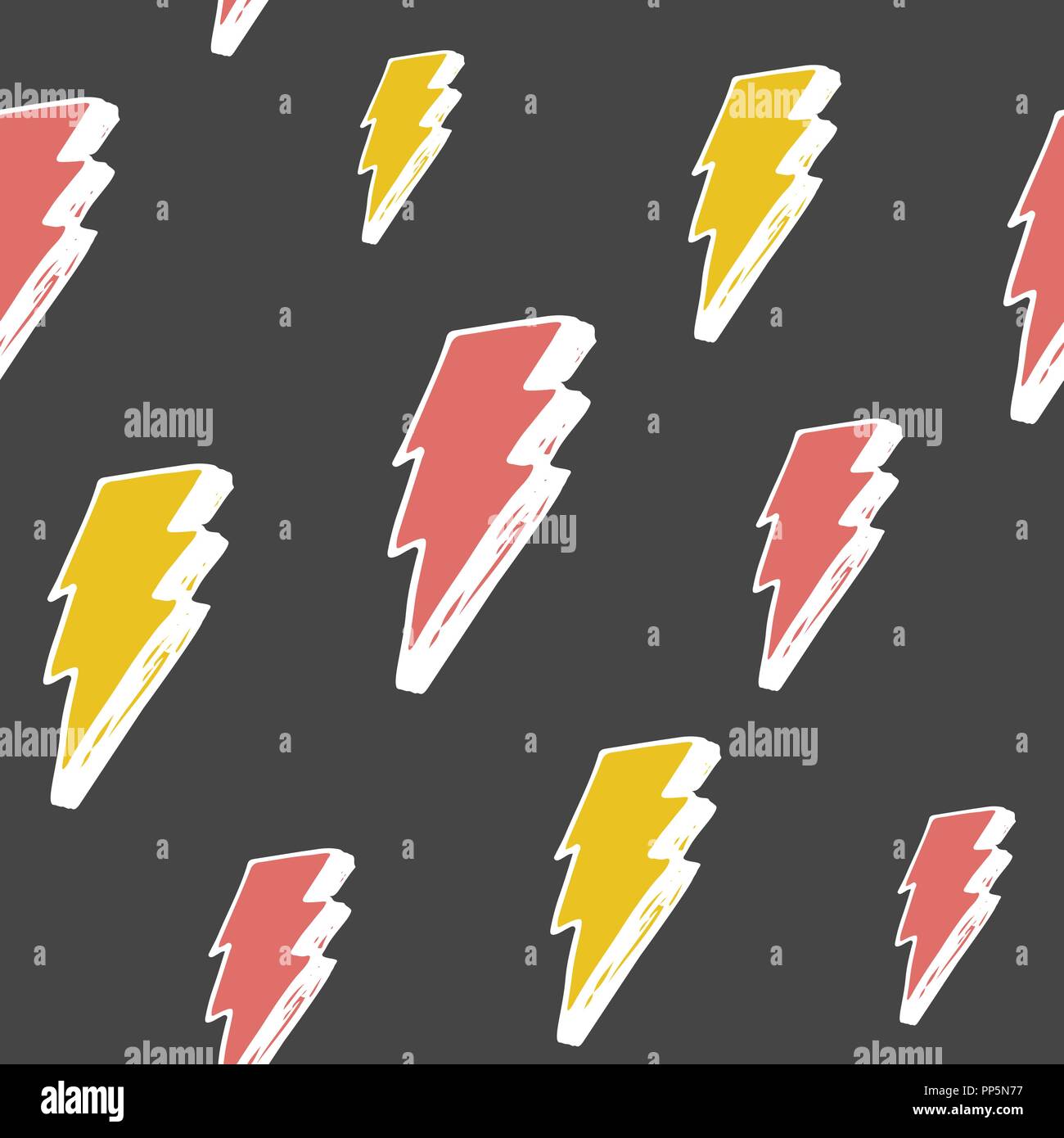 Lightning seamless pattern vector illustration. Hand drawn sketched ...
