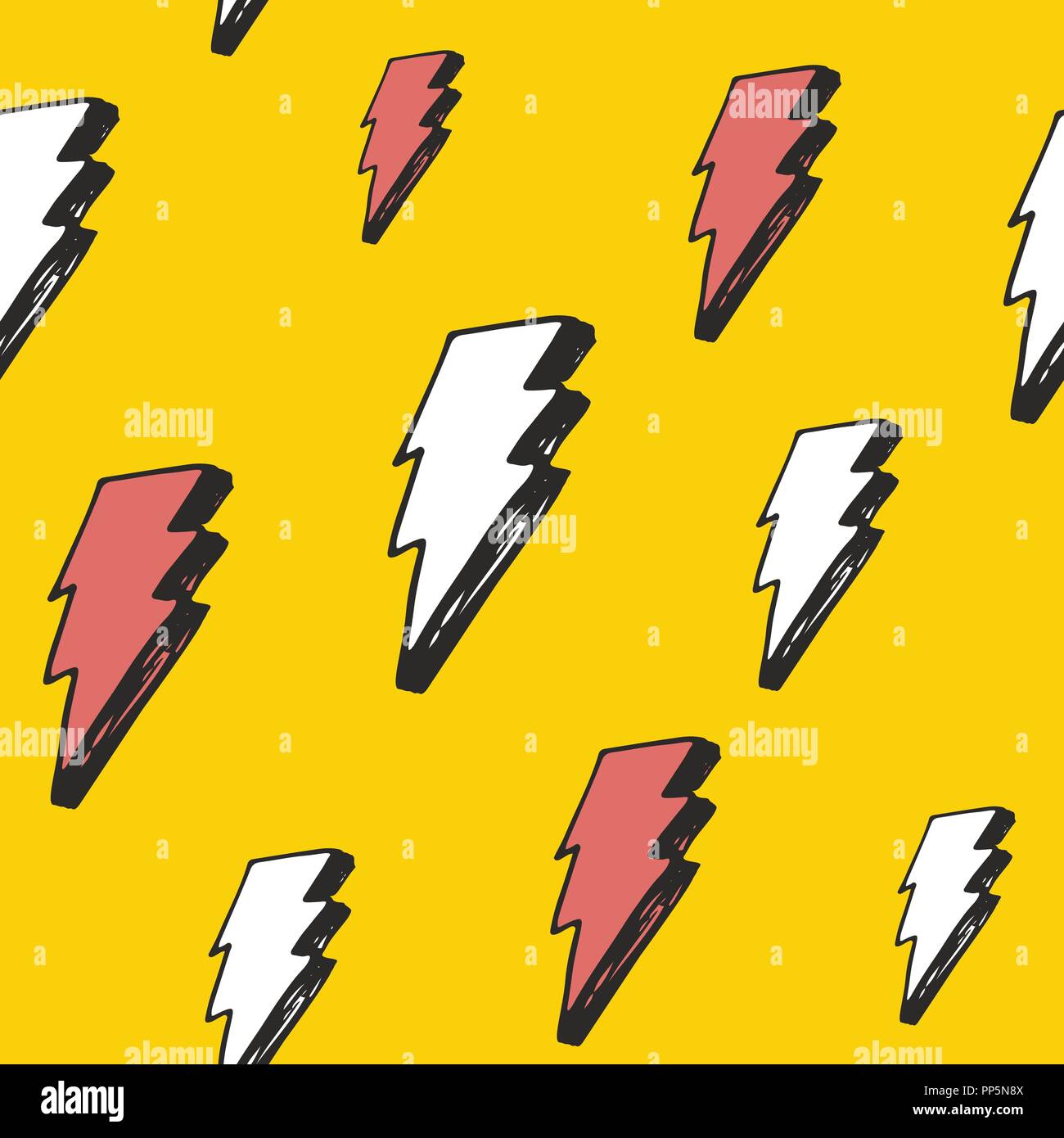 Lightning seamless pattern vector illustration. Hand drawn sketched ...