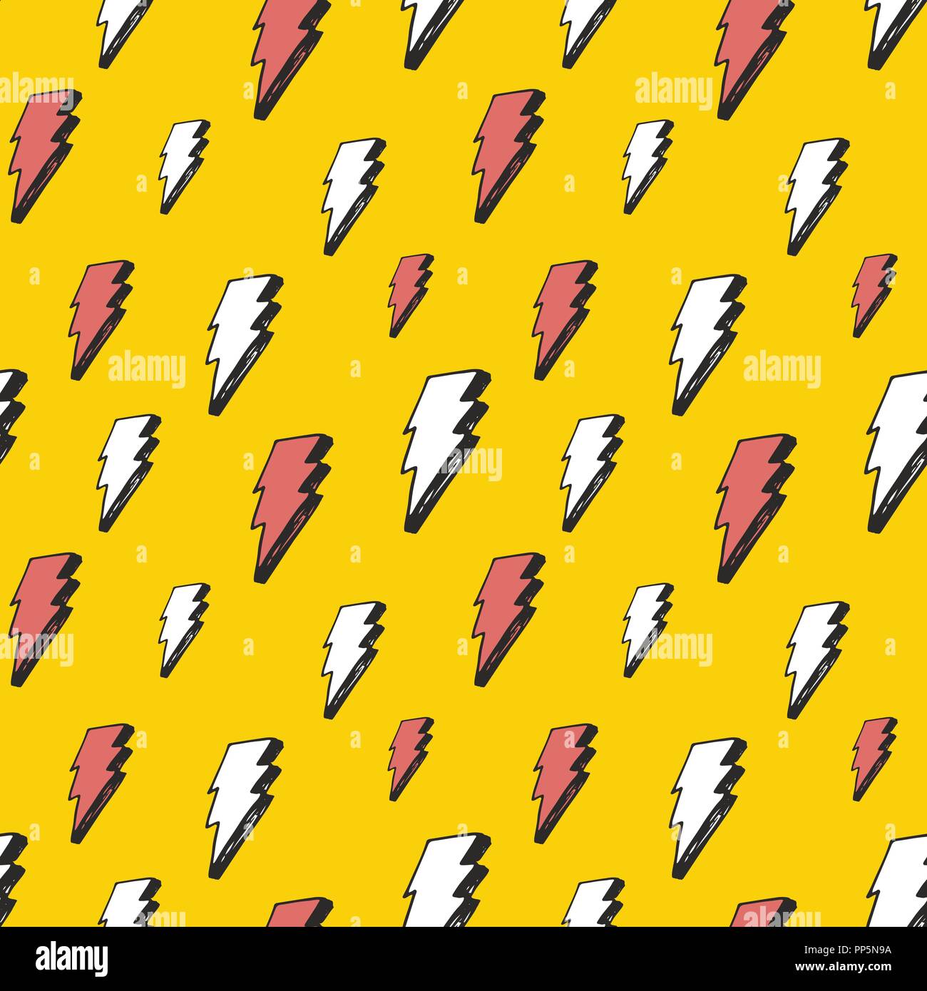 Lightning seamless pattern vector illustration. Hand drawn sketched ...