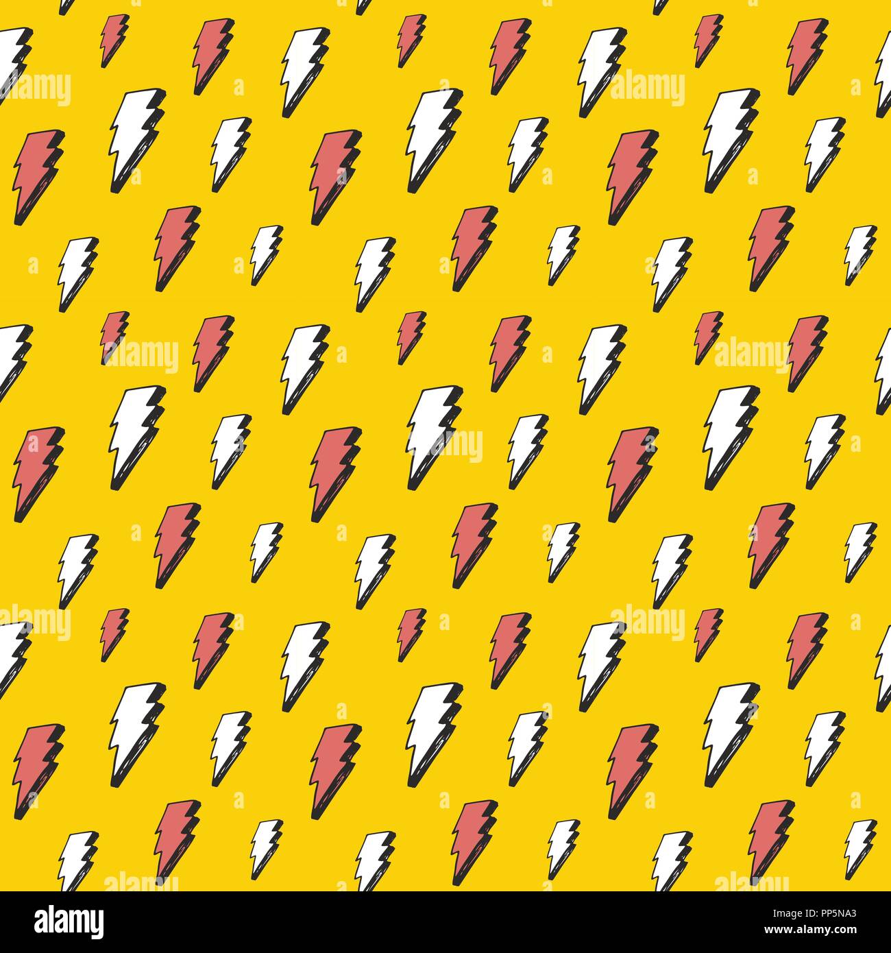 Lightning seamless pattern vector illustration. Hand drawn sketched ...