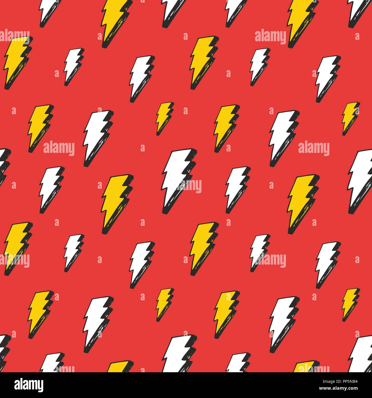 Lightning seamless pattern vector illustration. Hand drawn sketched ...