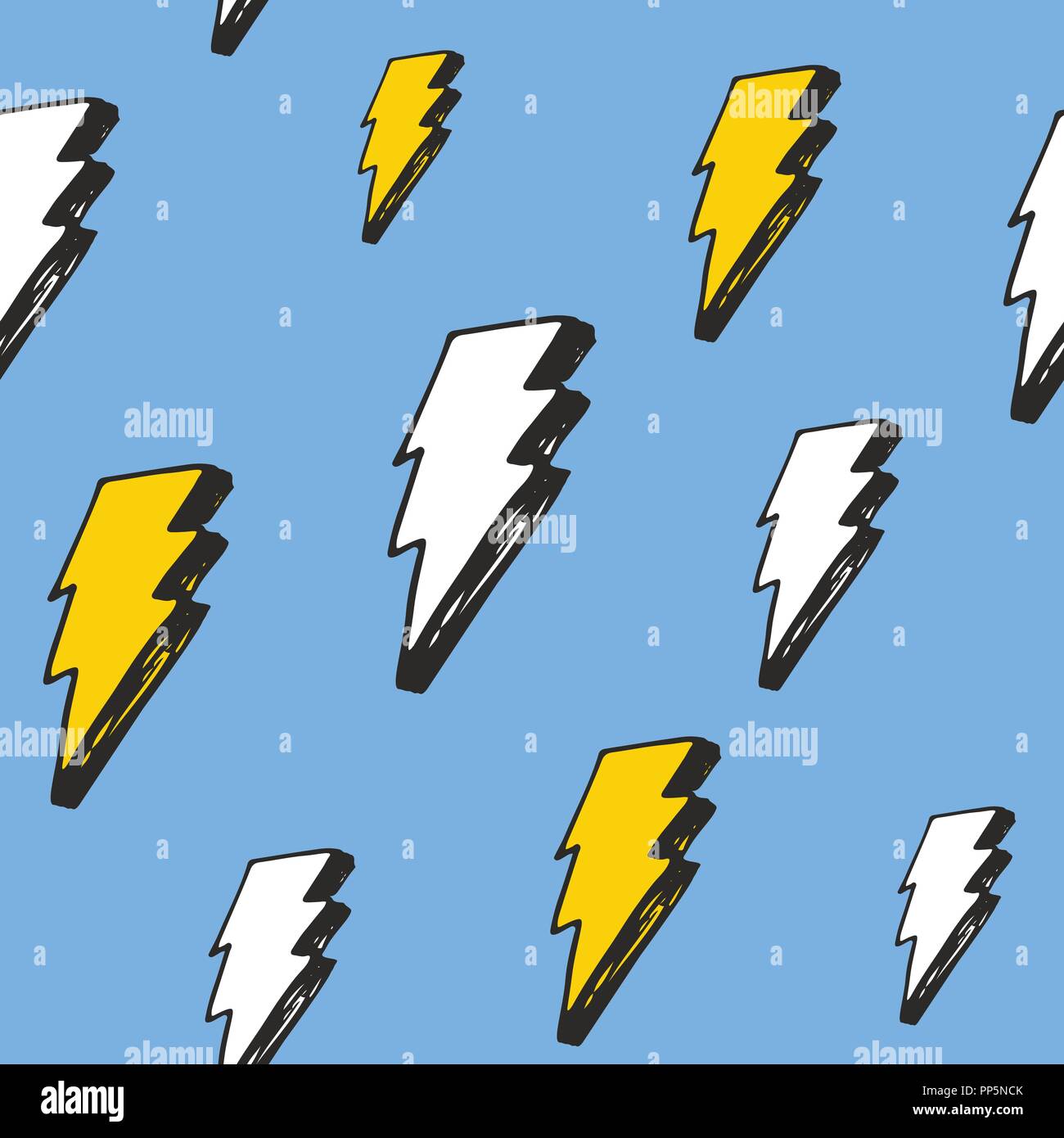 Lightning seamless pattern vector illustration. Hand drawn sketched ...