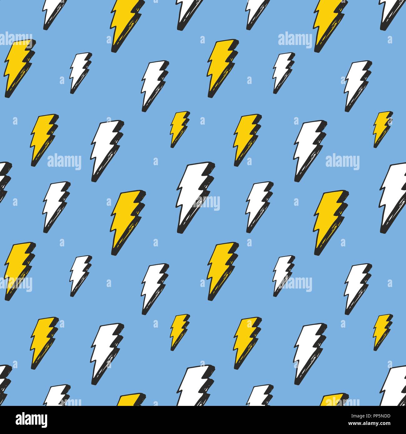 Lightning seamless pattern vector illustration. Hand drawn sketched ...