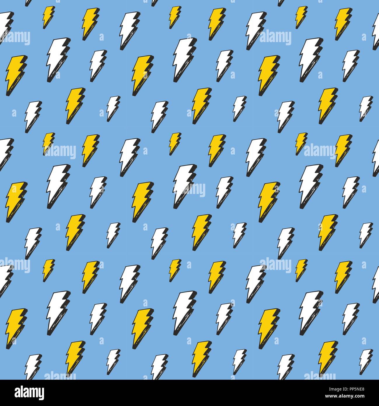 Lightning seamless pattern vector illustration. Hand drawn sketched ...