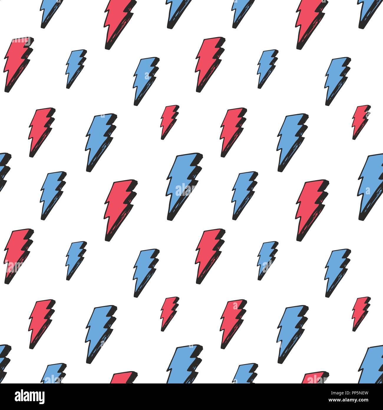Lightning seamless pattern vector illustration. Hand drawn sketched ...